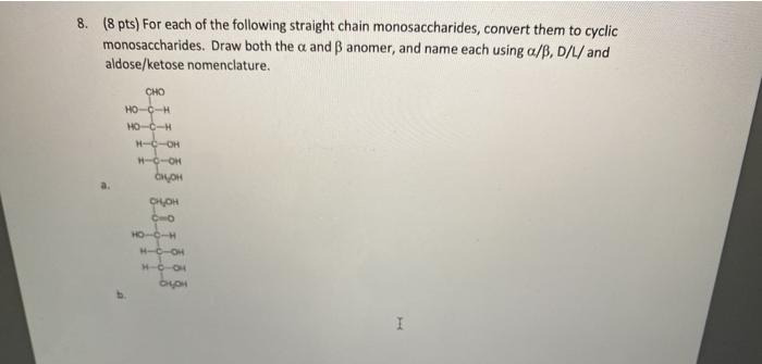 Solved 8. (8 pts) For each of the following straight chain | Chegg.com