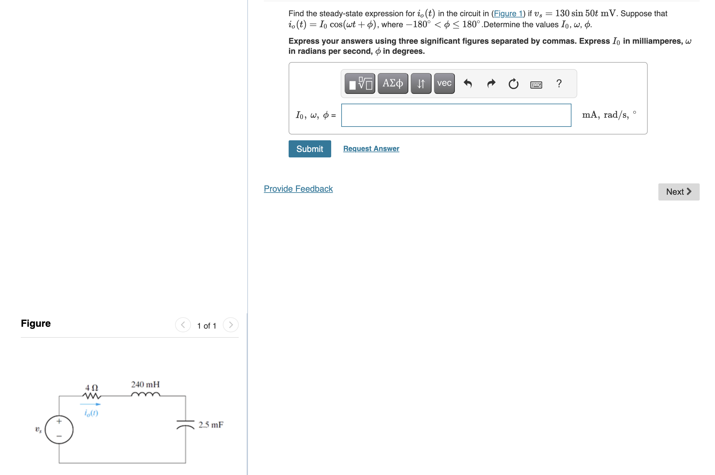 Solved Find the steady-state expression for io(t) ﻿in the | Chegg.com