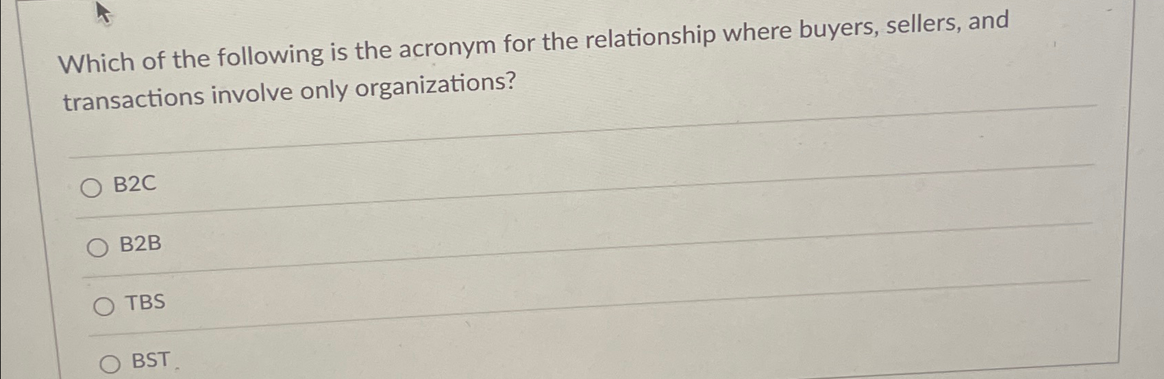 Solved Which of the following is the acronym for the | Chegg.com