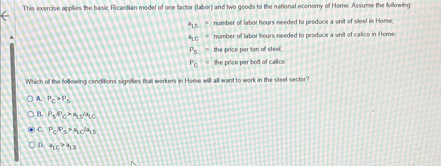 Solved This exercise applies the basic Ricardian model of | Chegg.com