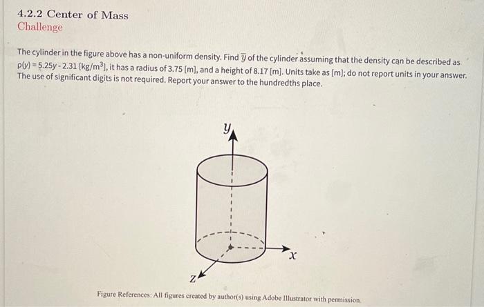 The cylinder in the figure above has a non-uniform | Chegg.com