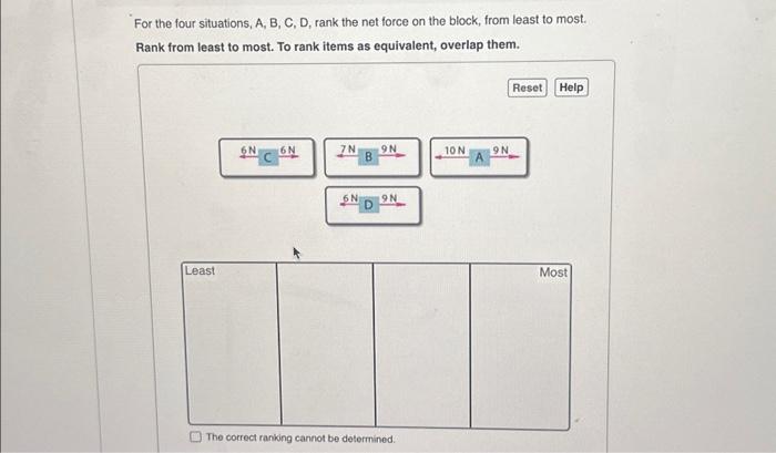 Solved For the four situations, A, B, C, D, rank the net | Chegg.com
