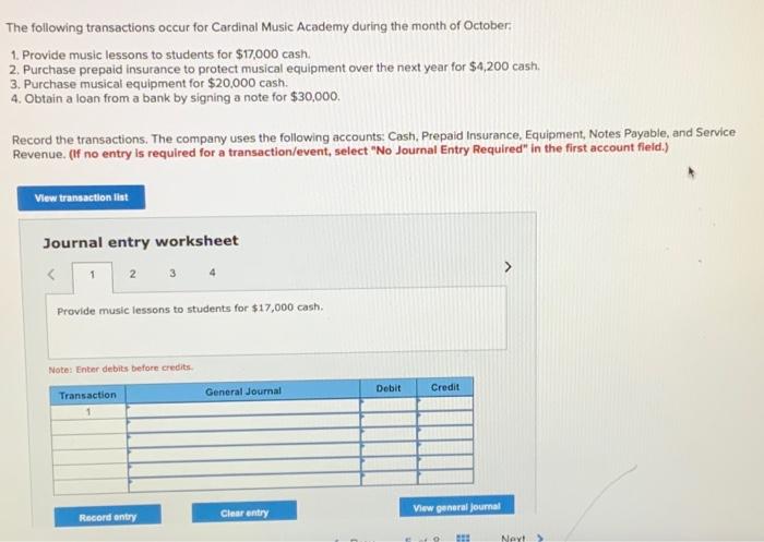 Solved The following transactions occur for Cardinal Music | Chegg.com