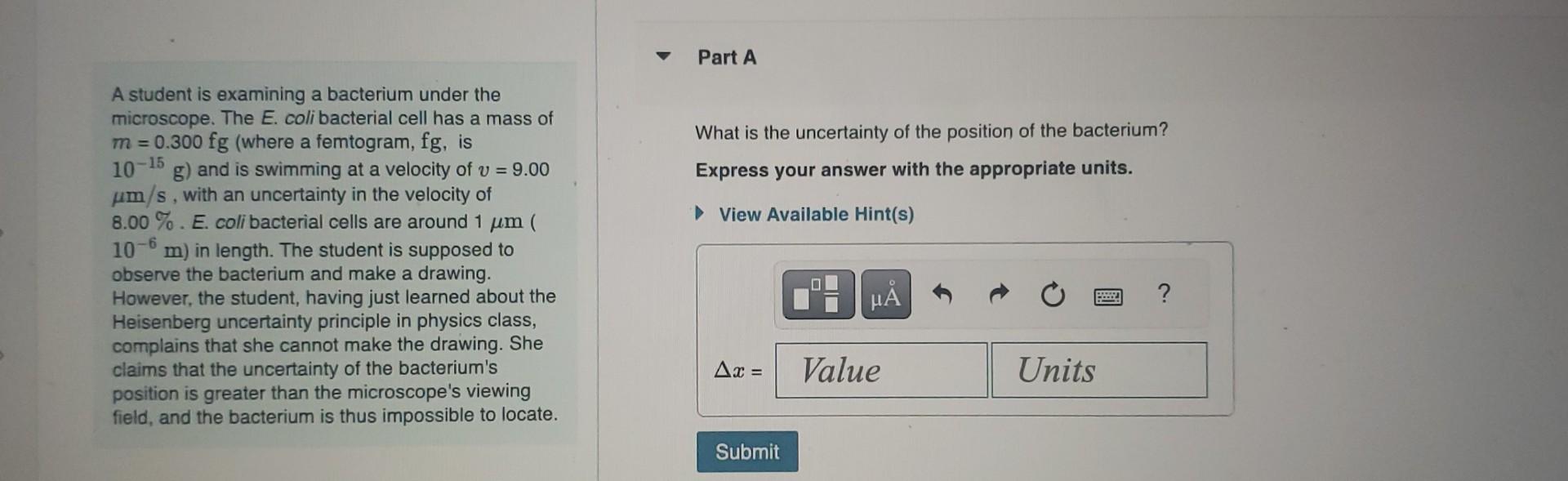 Solved A student is examining a bacterium under the | Chegg.com