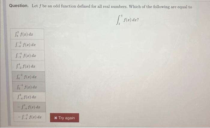 Solved Question. Let f be an odd function defined for all | Chegg.com