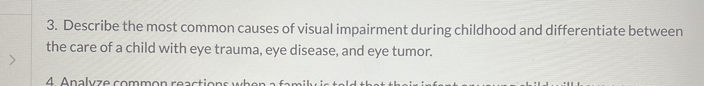 Solved Describe the most common causes of visual impairment | Chegg.com