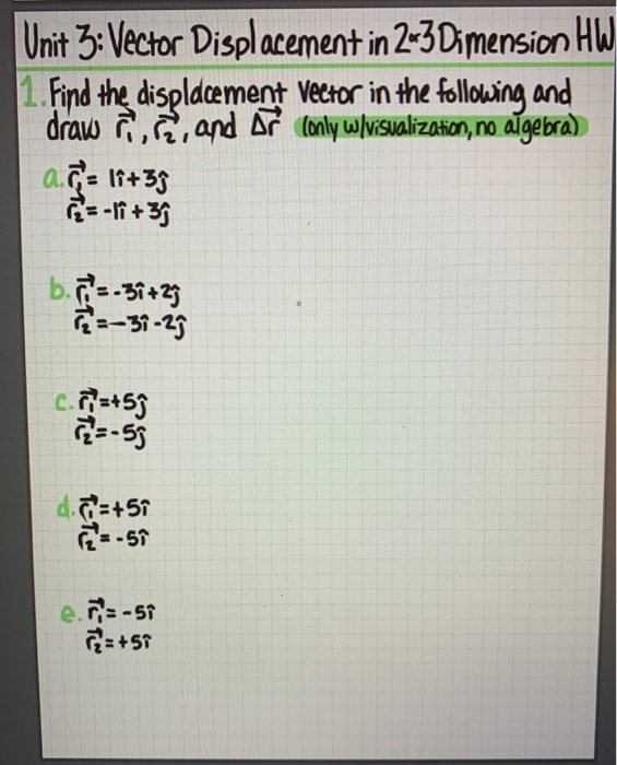 Solved Unit 3: Vector Displacement in 2-3 Dimension HW 1. | Chegg.com