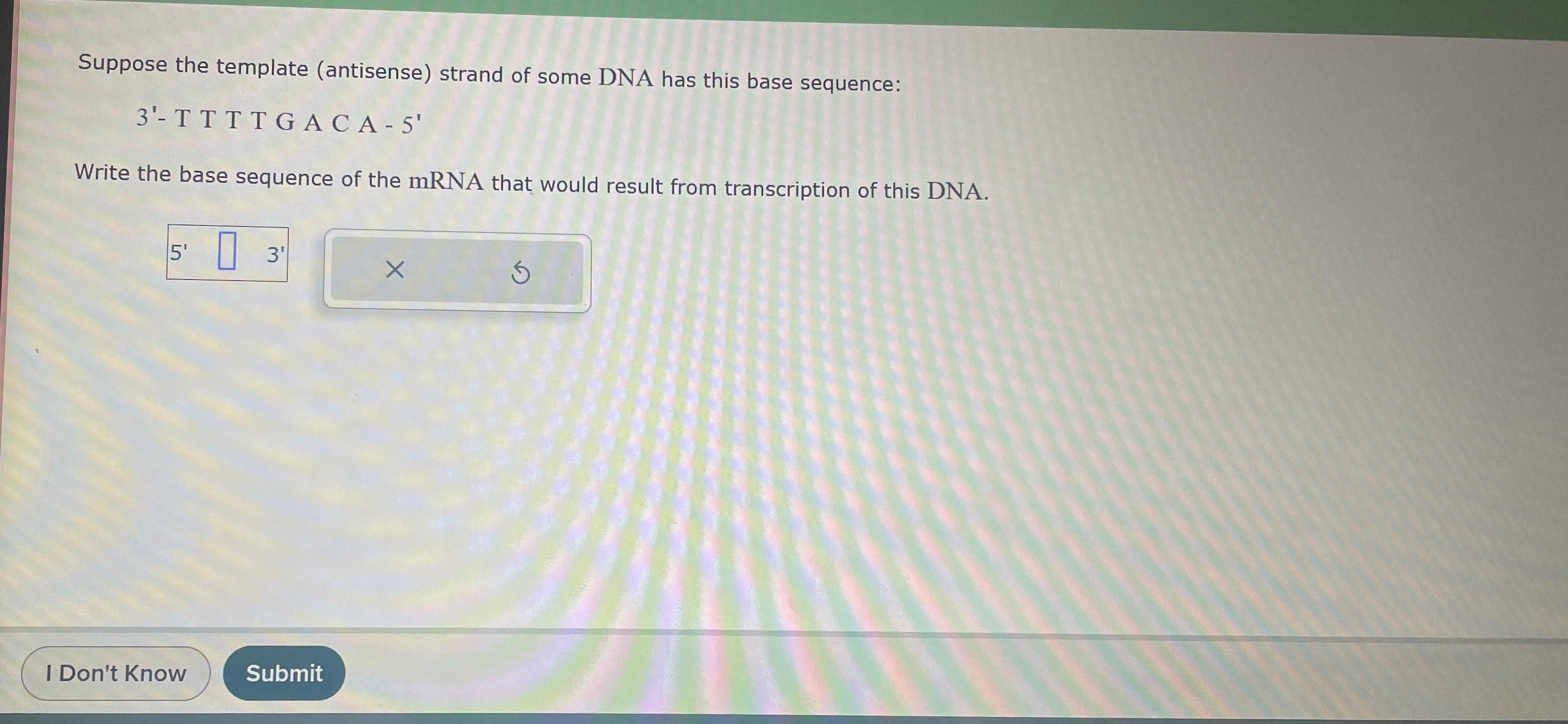 Solved Suppose the template (antisense) ﻿strand of some DNA | Chegg.com