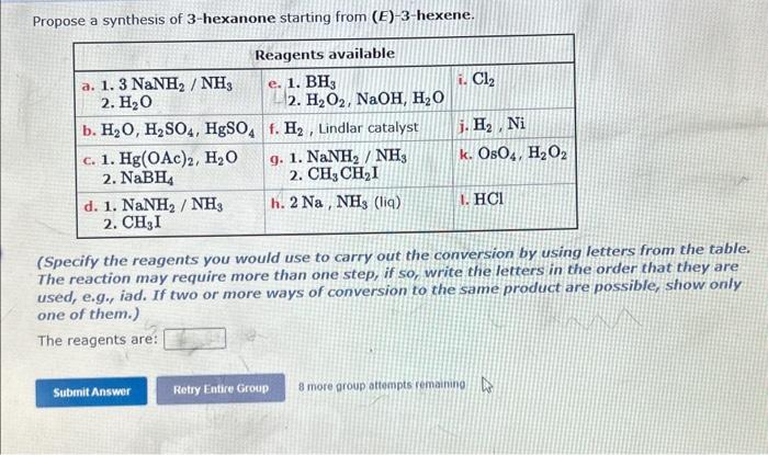 Solved Propose a synthesis of 3-hexanone starting from | Chegg.com