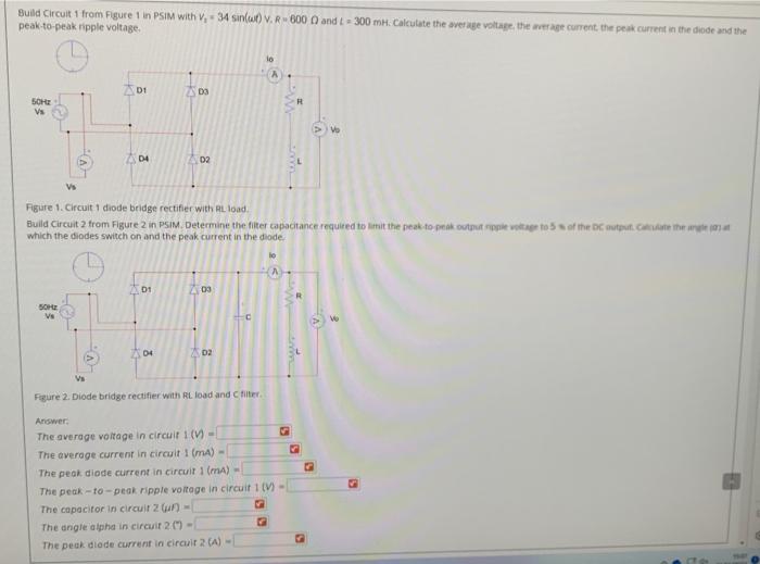 Solved Buld Circuit 1 from Figure 1 in PSiM with | Chegg.com