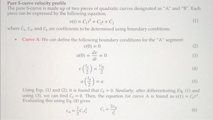VERIFY Curve B from S-curve velocity profile (figure | Chegg.com
