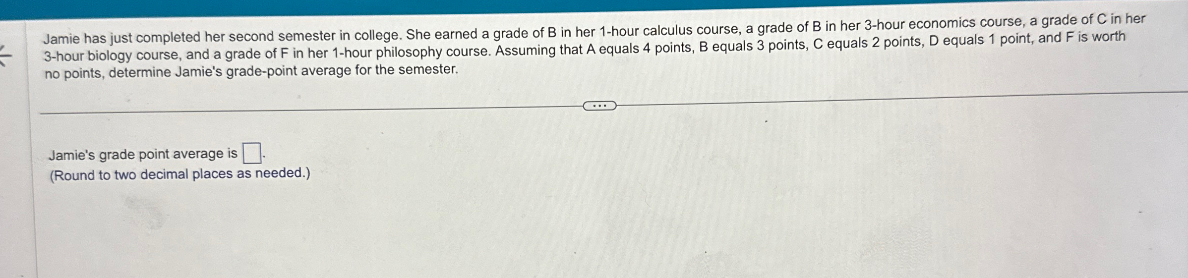 Solved Jamie has just completed her second semester in | Chegg.com