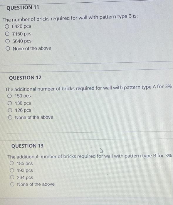 Solved QUESTION 8 The number of bricks for 1m2 of wall with | Chegg.com