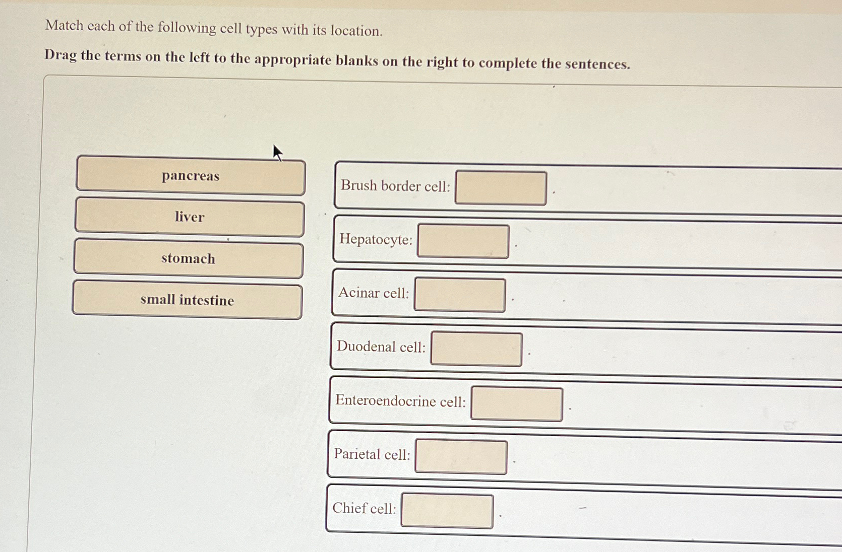 Solved Match each of the following cell types with its | Chegg.com