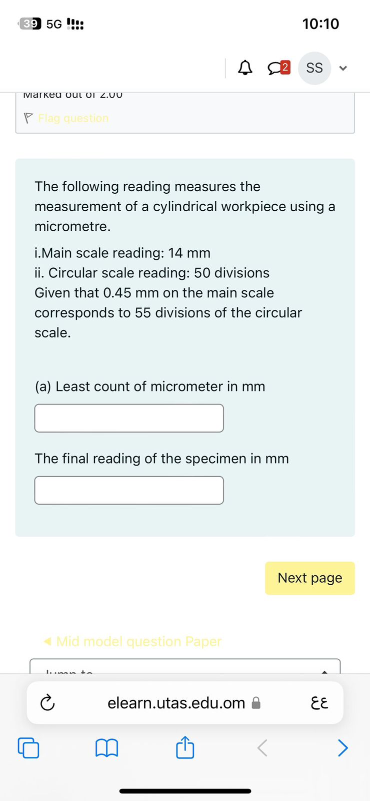 Solved The following reading measures themeasurement of a | Chegg.com