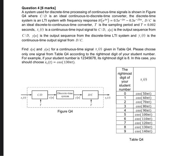 Solved Question 4 6 Marks A System Used For Discrete Time 