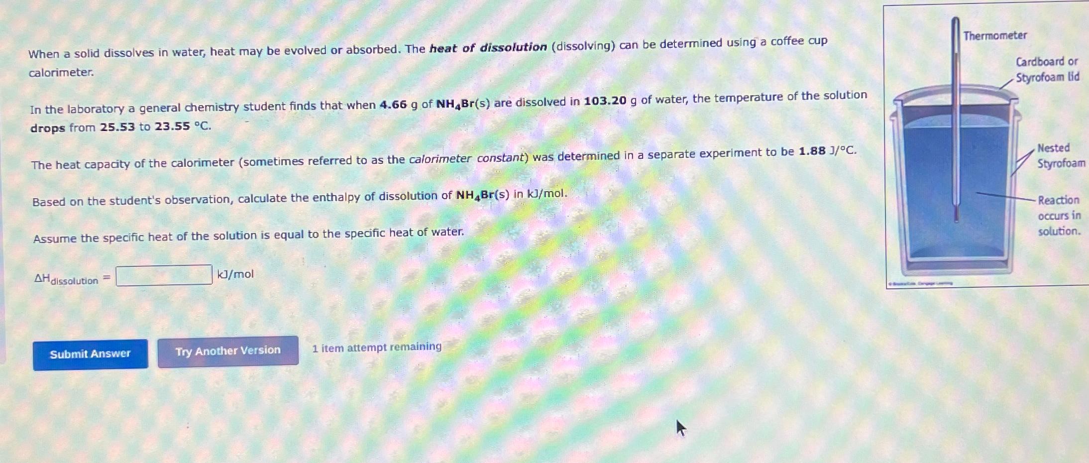 Solved When a solid dissolves in water, heat may be evolved | Chegg.com