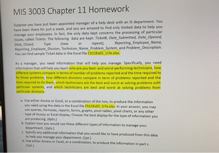 MIS 3003 Chapter 11 Homework Suppose you have just | Chegg.com