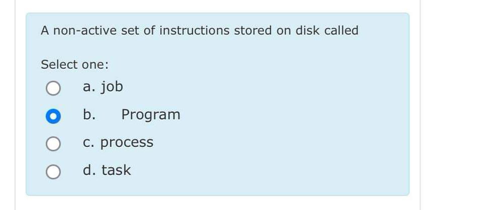 Solved A non-active set of instructions stored on disk | Chegg.com