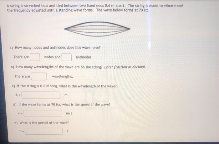Solved A string is stretched taut and tied between two fixed | Chegg.com