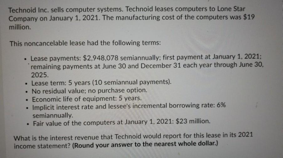 Solved Technoid Inc. sells computer systems. Technoid leases | Chegg.com