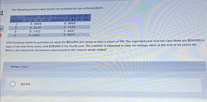 Solved The following present value factors are provided for | Chegg.com