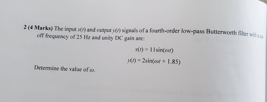Solved 2 (4 ﻿Marks) ﻿The input x(t) ﻿and output y(t) | Chegg.com