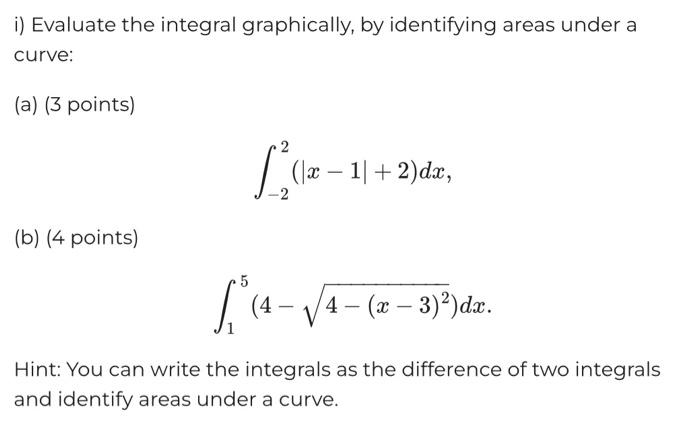 Solved i) Evaluate the integral graphically, by identifying | Chegg.com