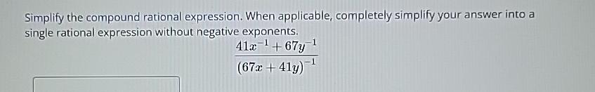 Solved Simplify the compound rational expression. When | Chegg.com