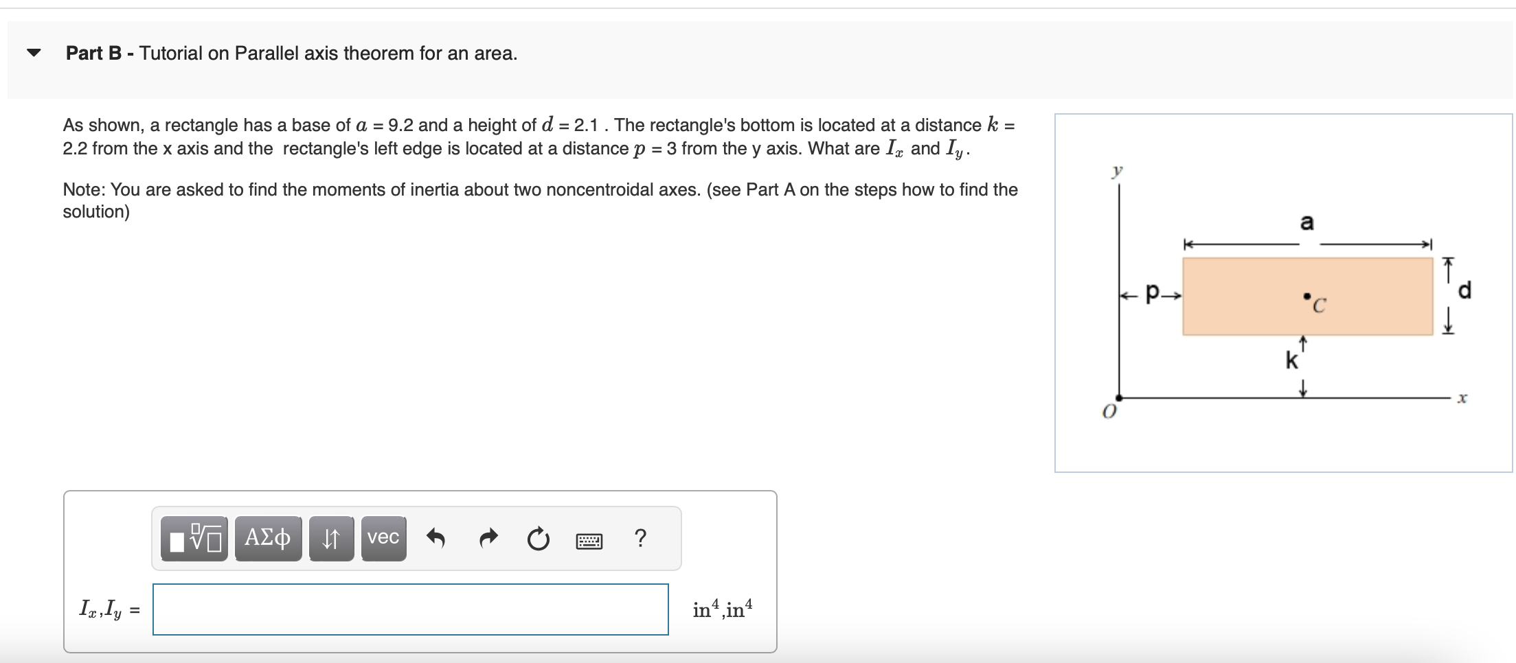 Solved Part B - ﻿Tutorial on Parallel axis theorem for an | Chegg.com