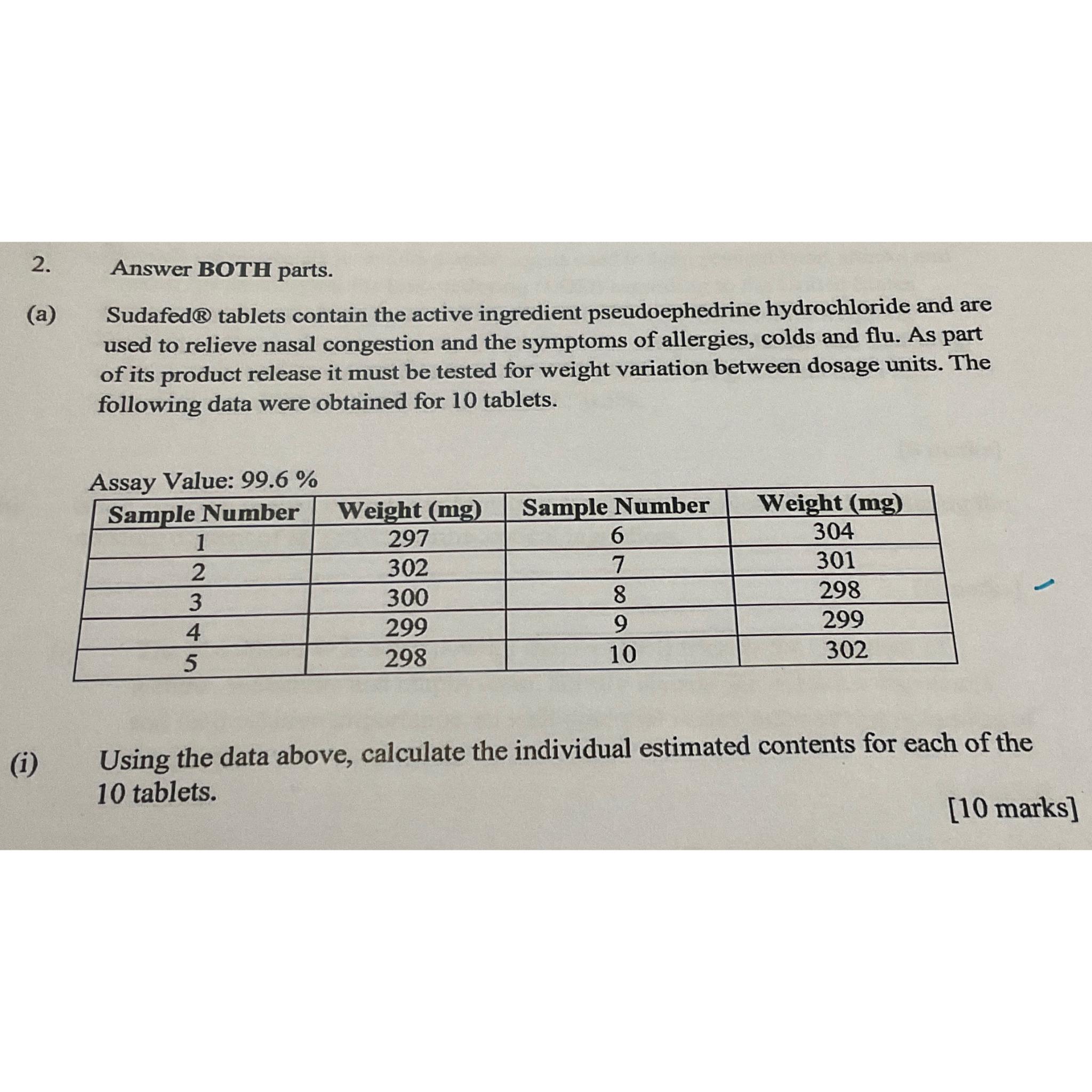 Solved Answer BOTH parts.(a) ﻿Sudafed® ﻿tablets contain the | Chegg.com