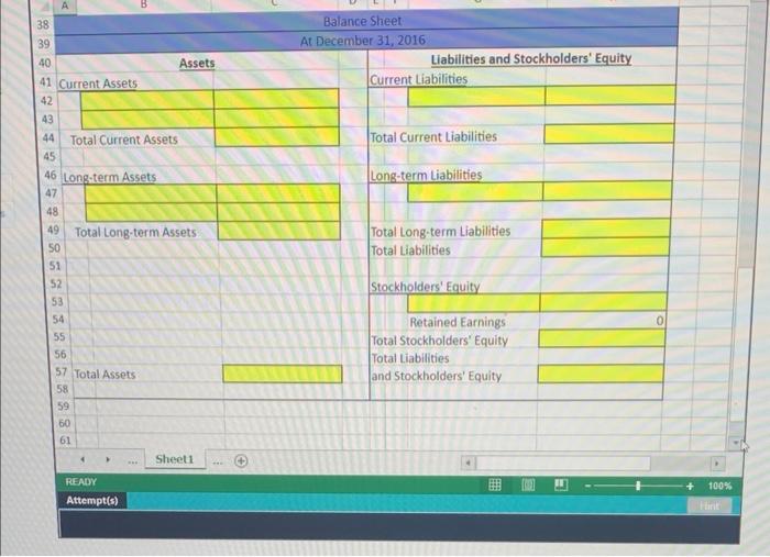 Solved Preparing a Classified Balance Sheet using Excel's | Chegg.com