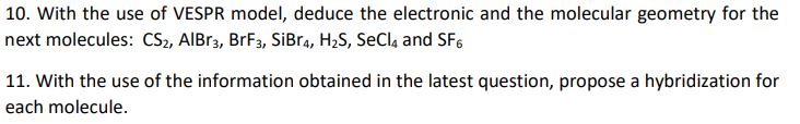 Solved With the use of VESPR model, deduce the electronic | Chegg.com