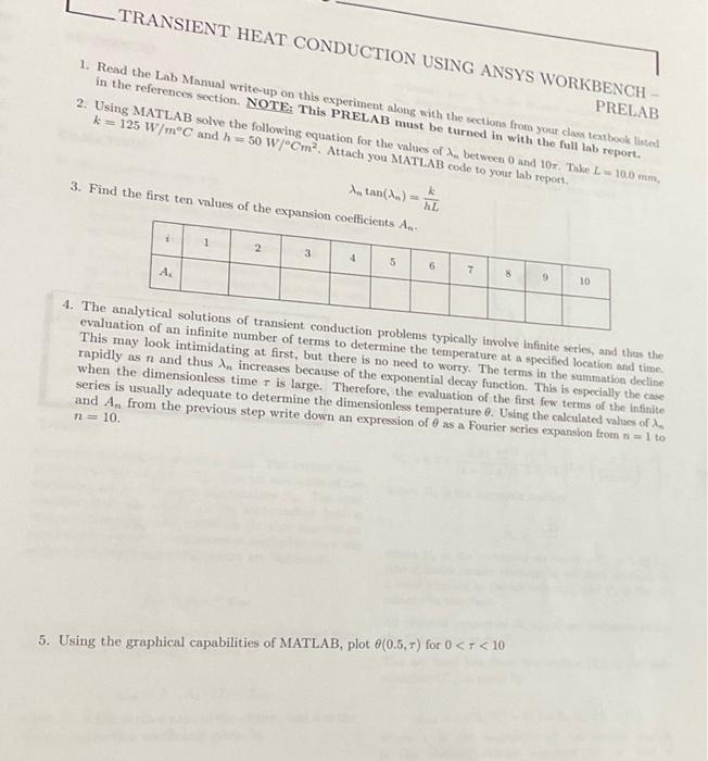 TRANSIENT HEAT CONDUCTION USING ANSYS WORKBENCH - 1. | Chegg.com