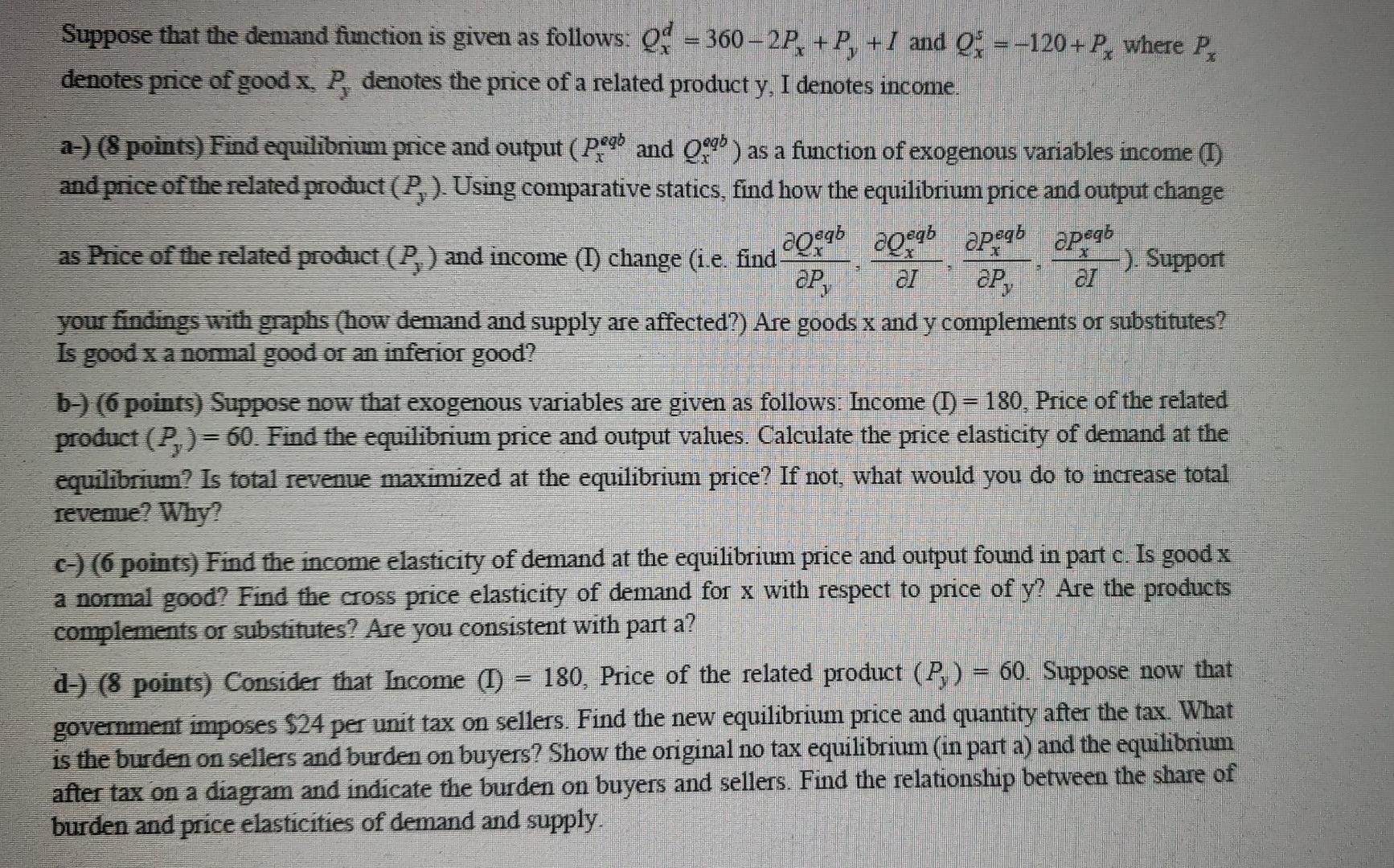 Solved Suppose that the demand function is given as follows: | Chegg.com