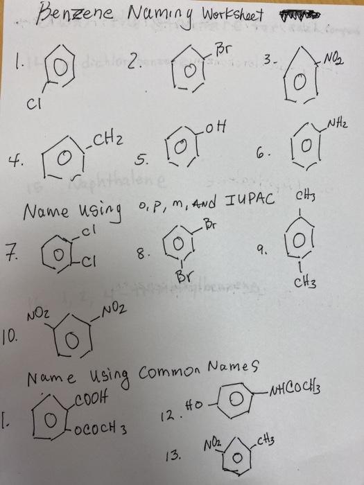 Solved Benzene Naming Worksheet musta 1. Idento 2. Br LY 3. | Chegg.com