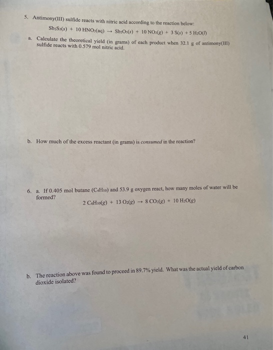 Solved Chem 210 Name: Lab: Limiting Reactant Problems Solve | Chegg.com