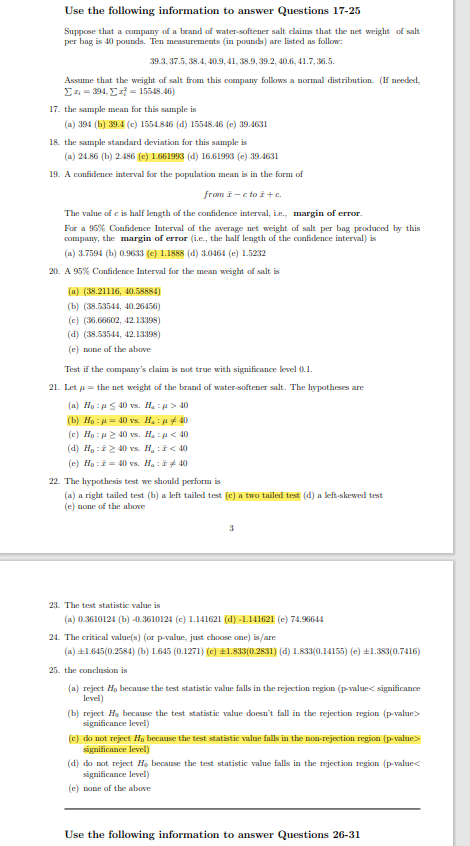 Solved Use the following information to answer Questions | Chegg.com