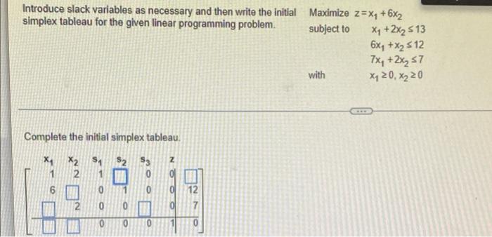 Solved Introduce slack variables as necessary and then write | Chegg.com
