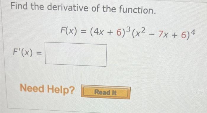Solved Find the derivative of the function. | Chegg.com