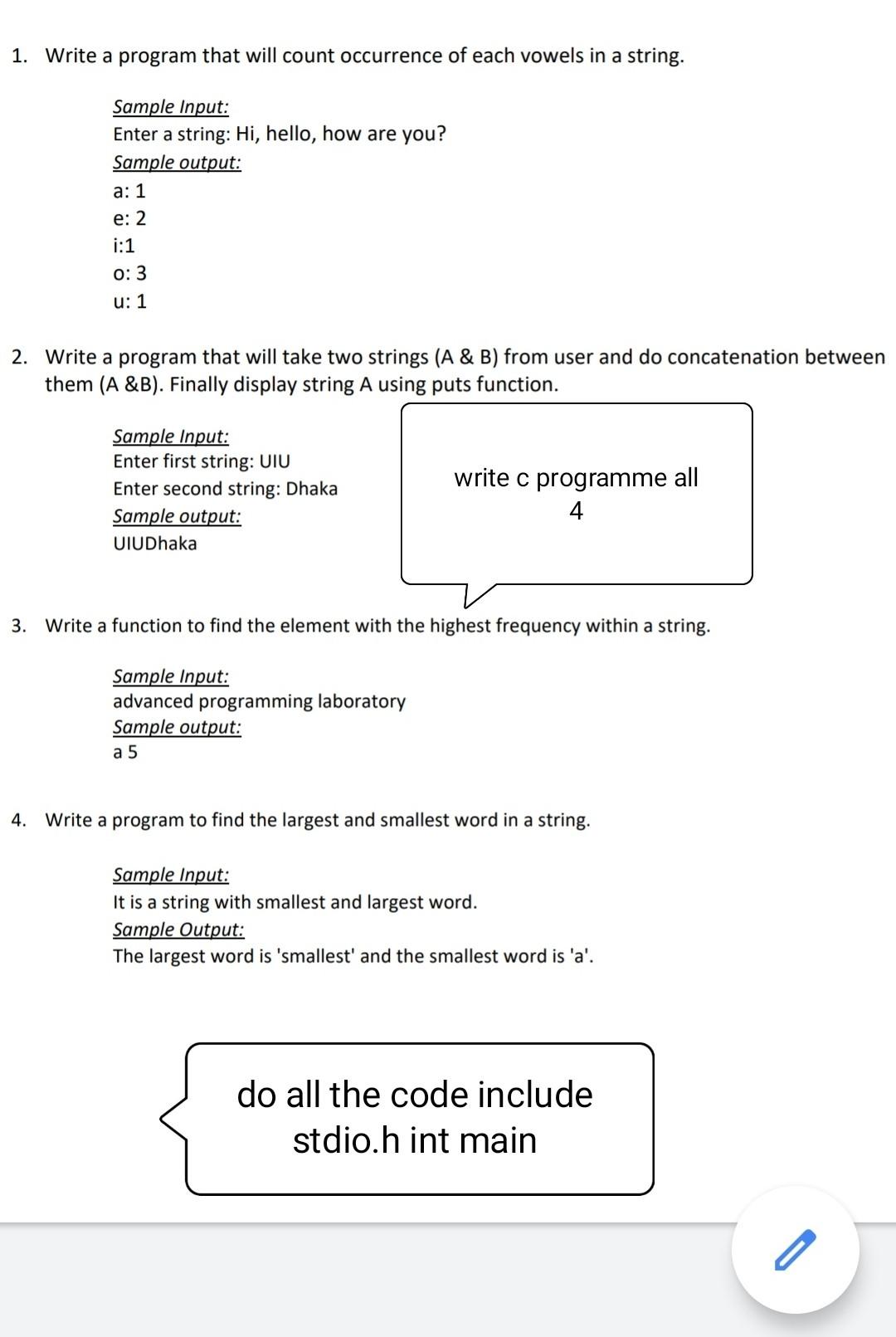 Solved 1 Write A Program That Will Count Occurrence Of Each