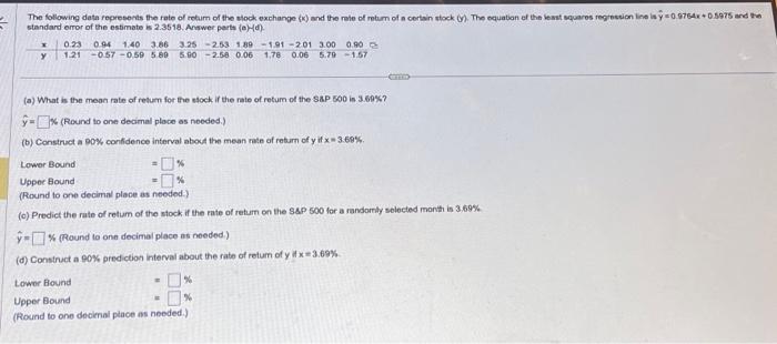 Solved standard error of the estimate is 2.3518 . Answer | Chegg.com