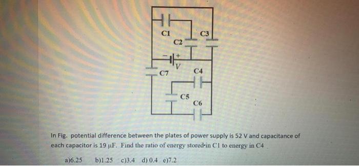 Solved C3 C1 C2 V C7 C4 C5 C6 In Fig. potential difference | Chegg.com