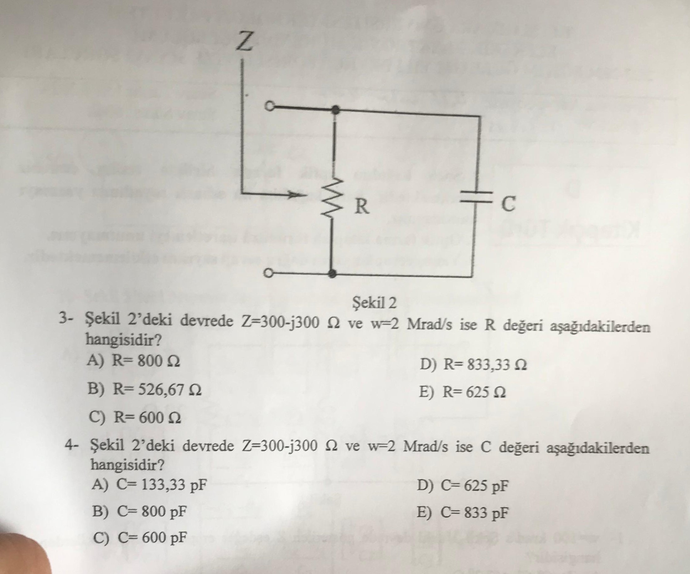 Solved 1)In the circuit shown in the figure, if Z = 300-j300 | Chegg.com