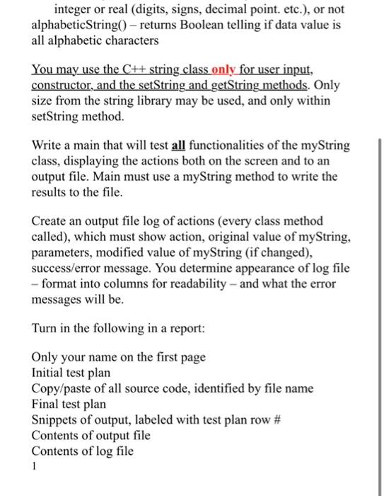 Solved You are to create your own version of a string class | Chegg.com