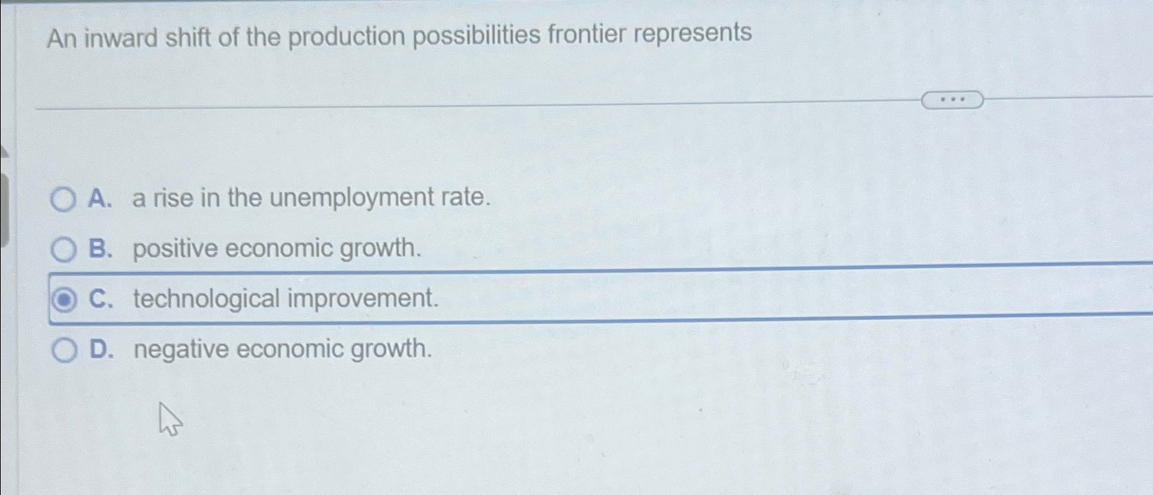 Solved An inward shift of the production possibilities | Chegg.com