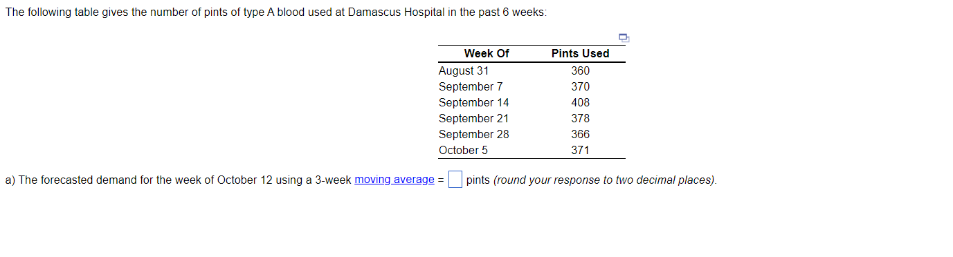Solved The following table gives the number of pints of type | Chegg.com