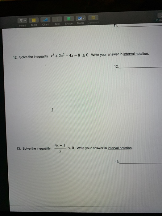 Solved ST Colla Media Text Table Shape Comment Chart Insert | Chegg.com