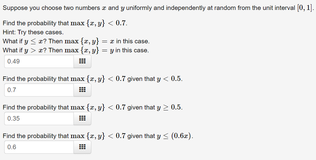 Solved Suppose you choose two numbers x ﻿and y ﻿uniformly | Chegg.com