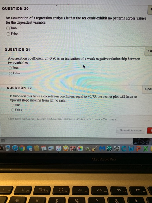 Solved QUESTION 20 An assumption of a regression analysis is | Chegg.com